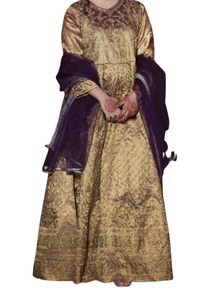 Gold Frock Dupatta | Women Frocks & Maxis | Medium | Worn Once – Bechlo.pk