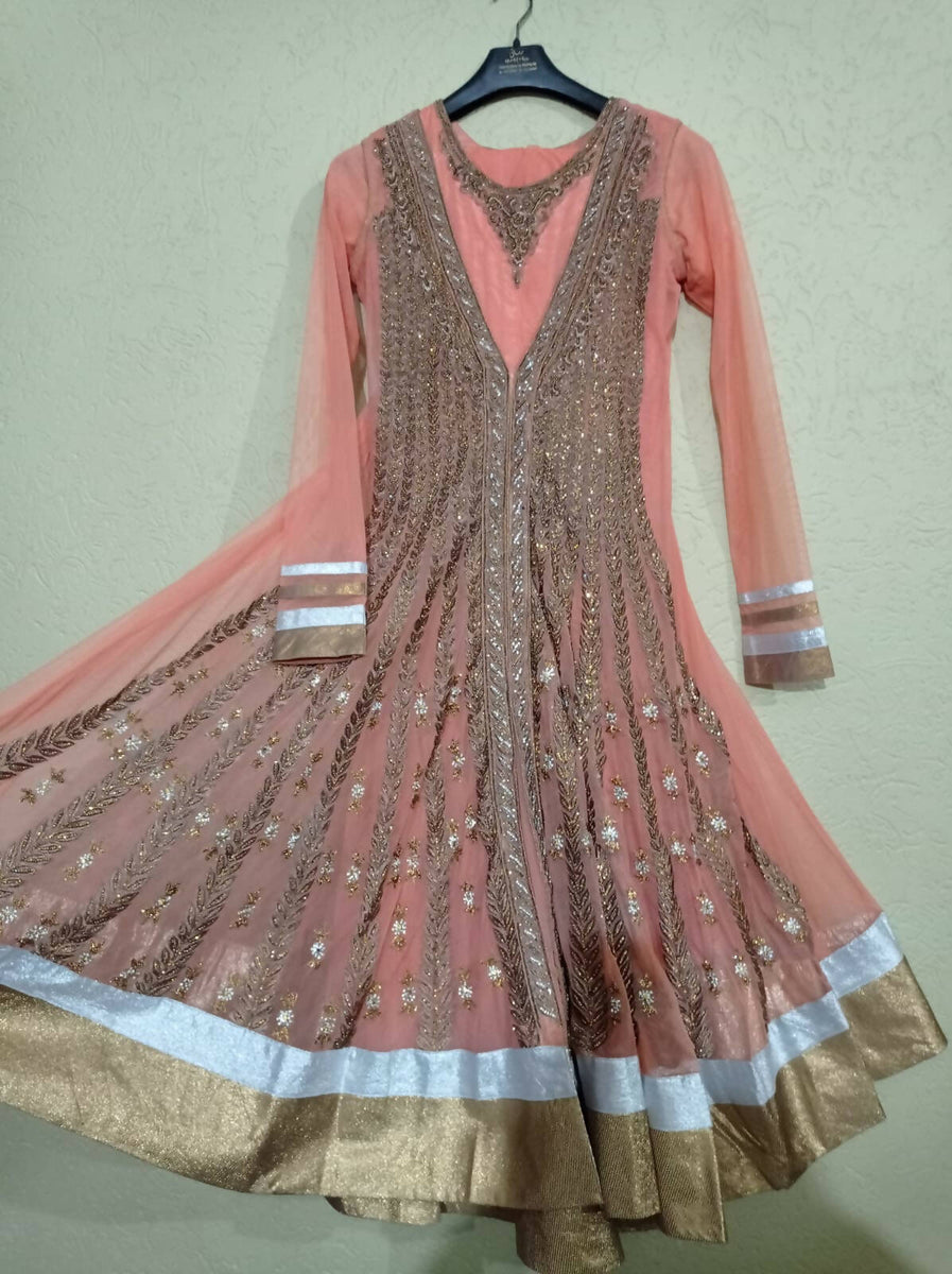 Indian Net Peach Frocks | Women Frocks & Maxis | Medium | Worn Once ...